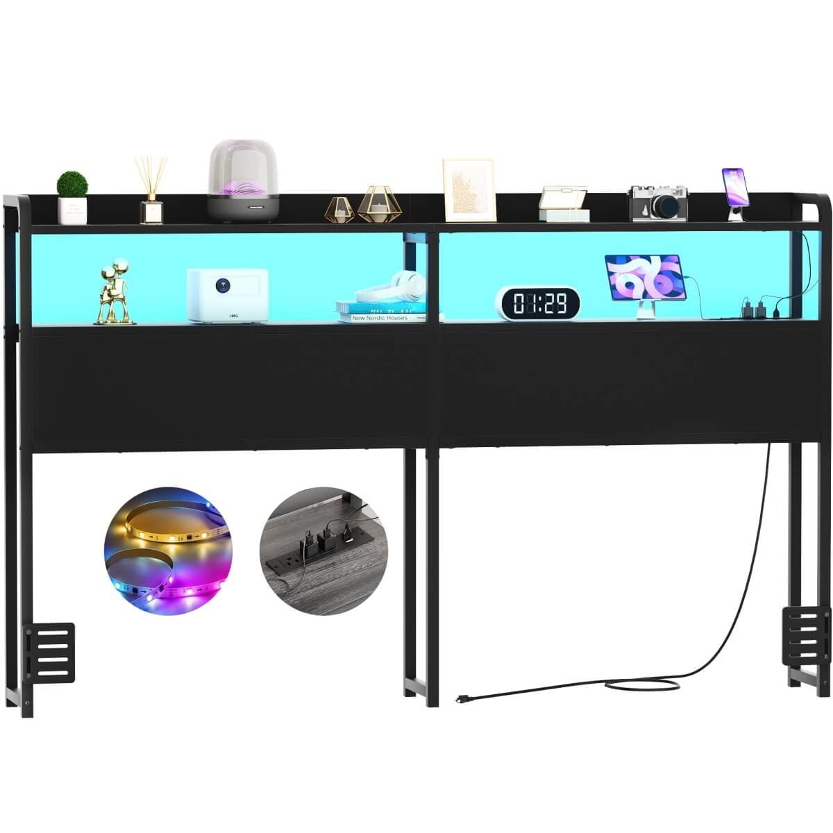 Homieasy Headboard for Queen Size Bed Frame, Headboards with Outlets ...