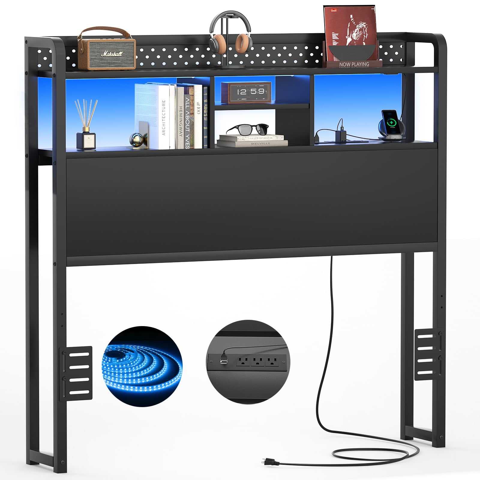 Homieasy Headboard for Twin Size Bed with Storage Shelf, Head board ...