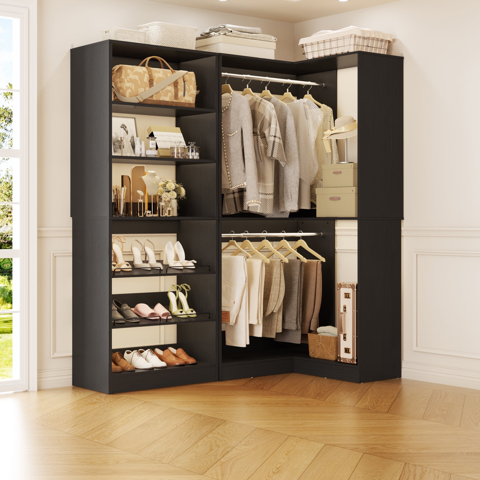 Homieasy Heavy Duty Closet System Set of 2, Corner Closet Organizer ...