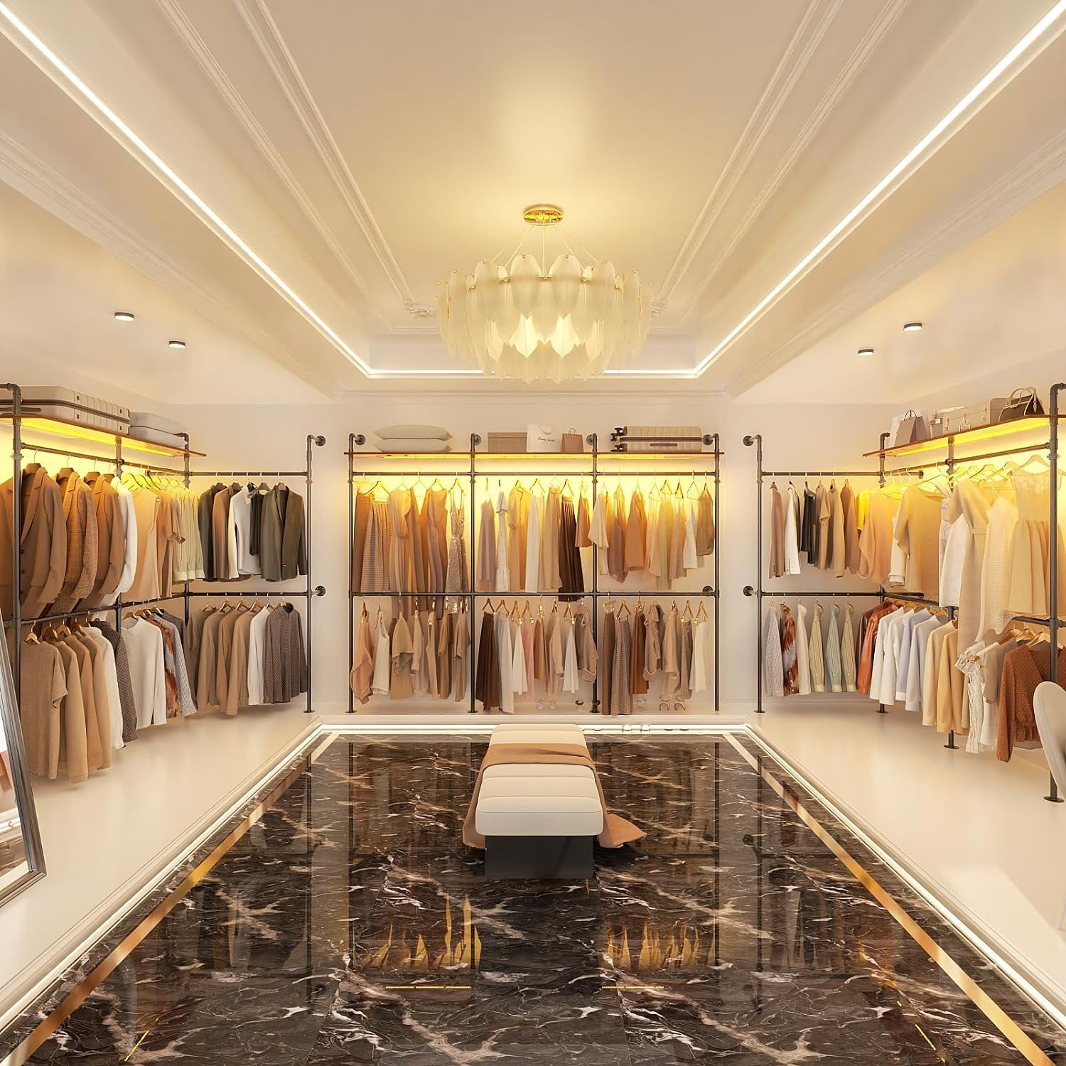 Homieasy Industrial Pipe Clothing Rack, Reversible 118.3'' Clothes Rack ...