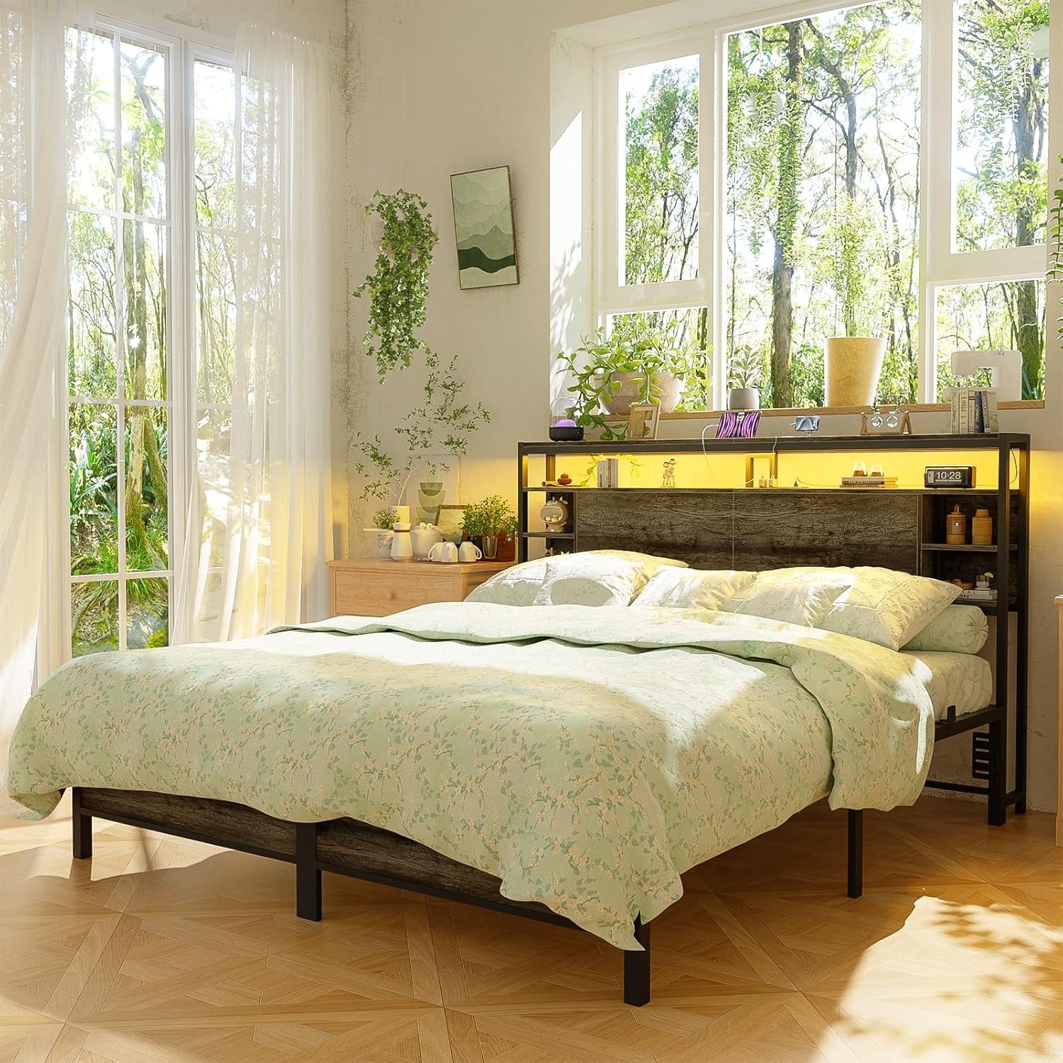 Homieasy King Headboard with Storage, Headboards with Power Outlets and ...