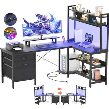 Free Shipping! Mainstays 47" Computer Desk with Storage Shelves, Walnut ...
