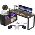 Homieasy 55 Inch L-Shaped Desk with Power Outlet, LED, Drawers, Shelves ...