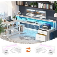 Homieasy 60 Inch L Shaped Electric Desk with Power Outlet, USB Ports ...