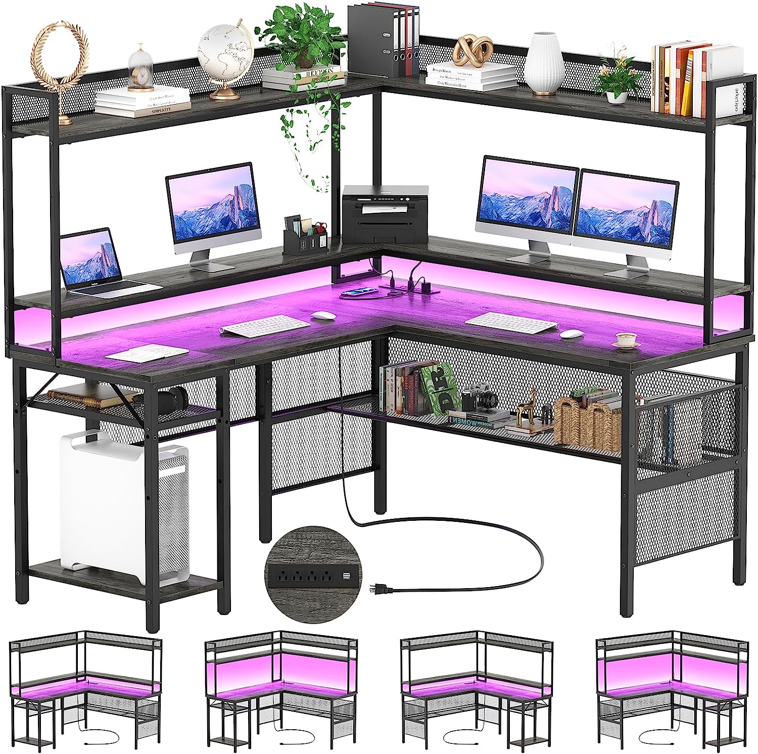 Bestar Pro-Linea U-Desk with Hutch, Oak Barrel - Walmart.com