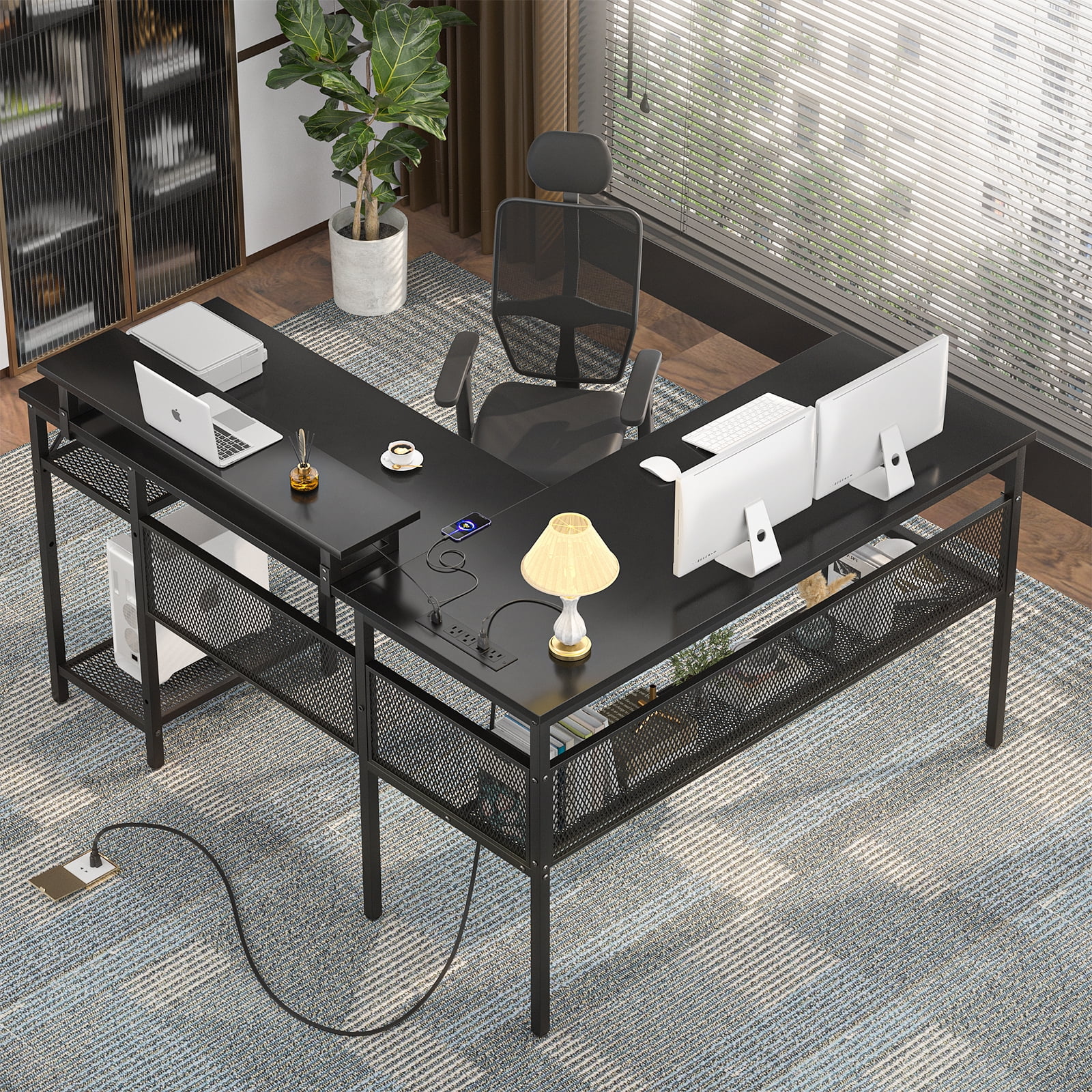 Homieasy Reversible L-Shaped Multi-function Computer Desk, Dual Tables ...