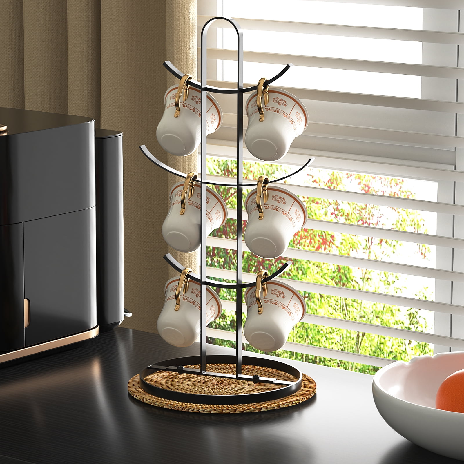 Homieasy Metal Mug Tree Organizer - 6-Hook Countertop Cup Holder for ...