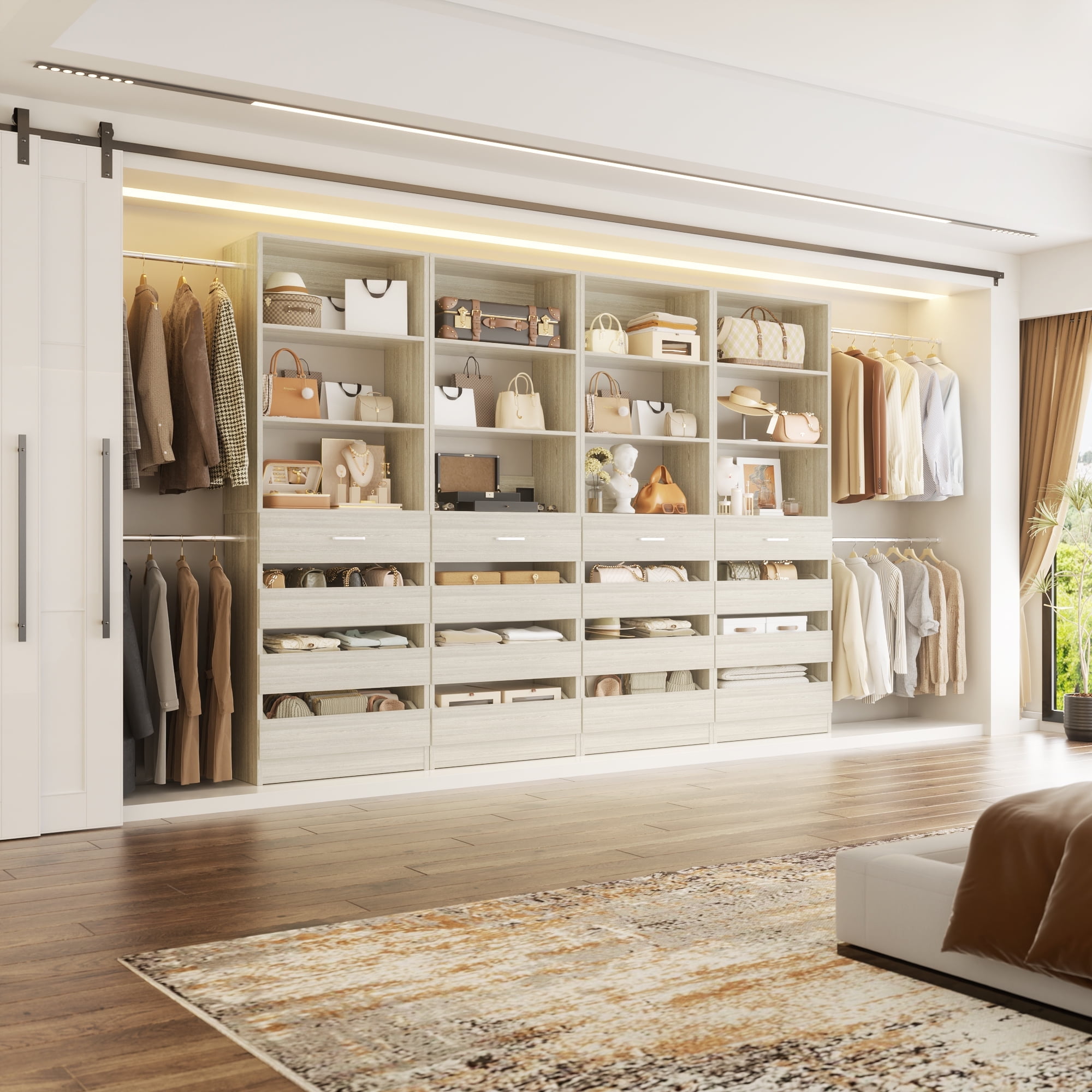 Homieasy Modular Closet System 4-Pack, 12-24ft Expandable Walk-in ...