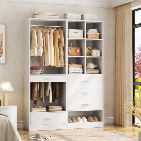 Homieasy Modular Closet System with 4 Drawers, 47.2" Closet Organizers ...