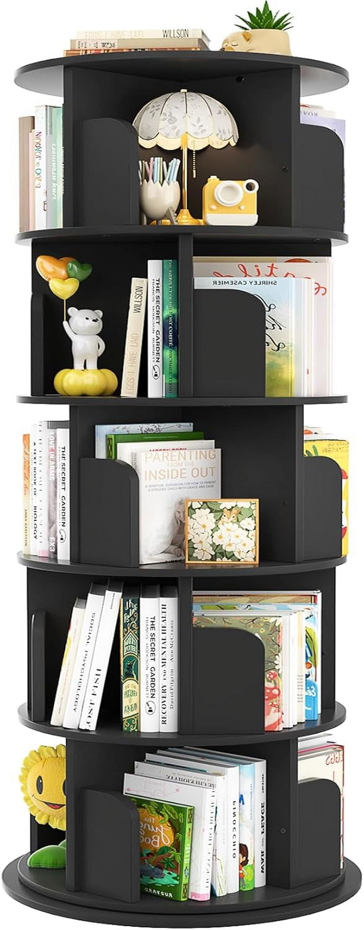 Homieasy Rotating Bookshelf, 360 Display Wood Spinning Bookshelf Tower ...