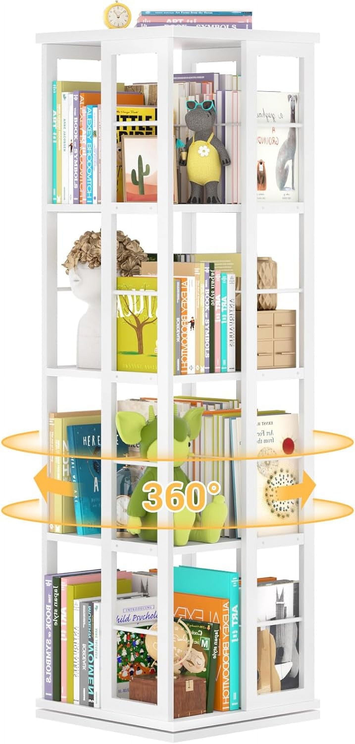Homieasy Rotating Bookshelf, Corner Bookshelf, 360 Display Wood ...