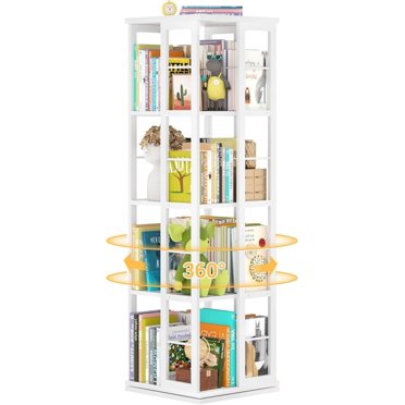 Free Shipping! Qunbio 5 Tier Rotating Bookshelf, 360 Degrees Revolving ...
