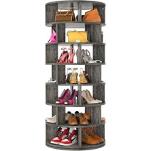 Montauk 16 Pair Revolving Shoe Storage Rack Carousel, White Wood ...