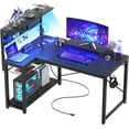 Homieasy Small Gaming Desk with Power Outlets Pegboard LED Light, 43 ...