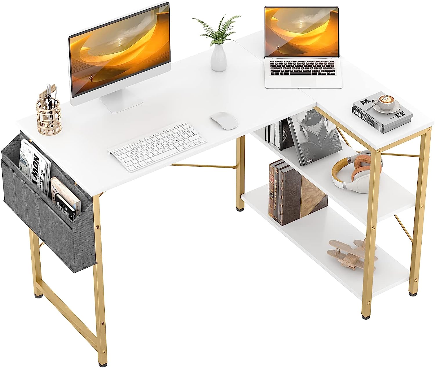 Homieasy Small L Shaped Computer Desk, 47 Inch L-Shaped Corner Desk ...