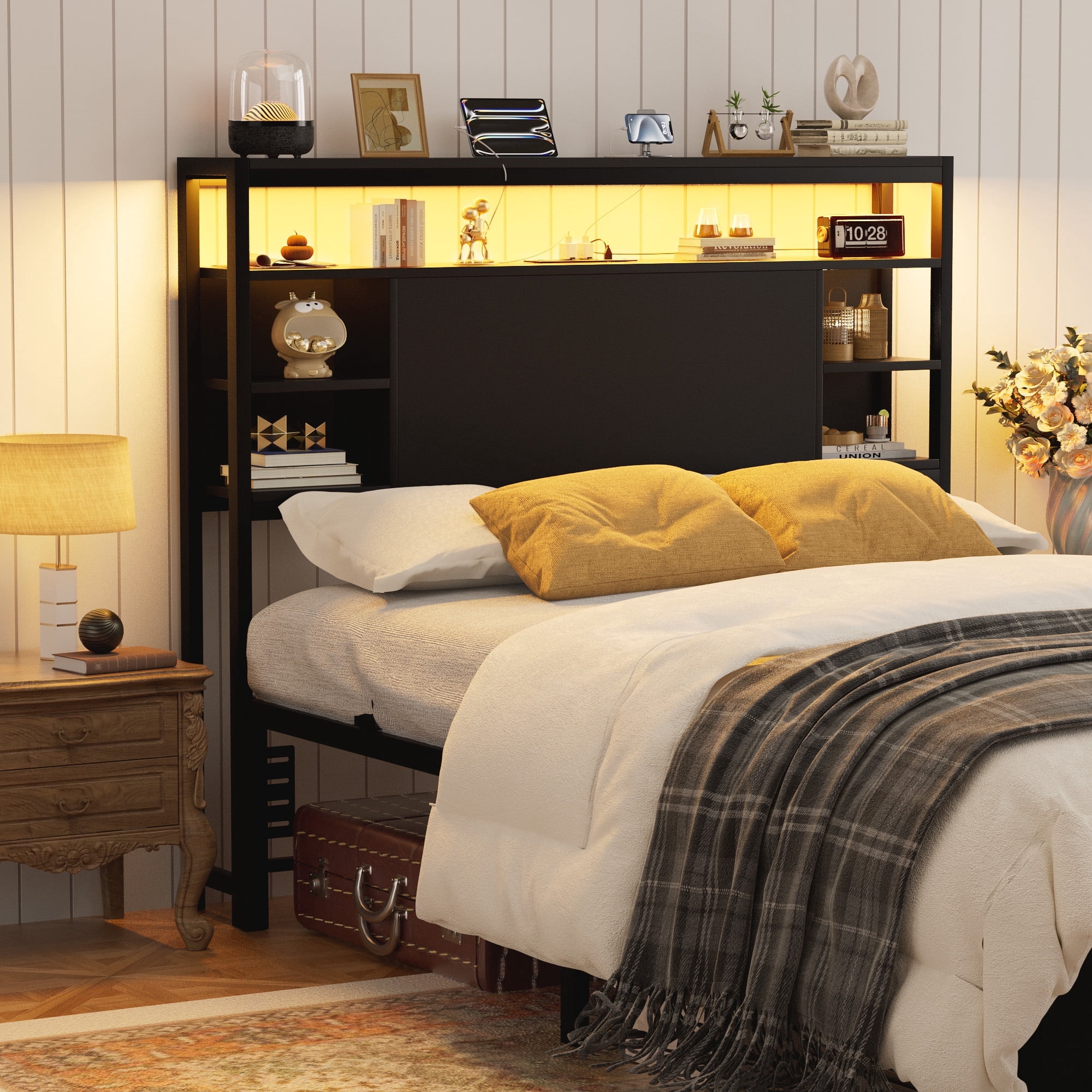 Homieasy Twin Headboard with Storage, Headboards with Power Outlets and ...