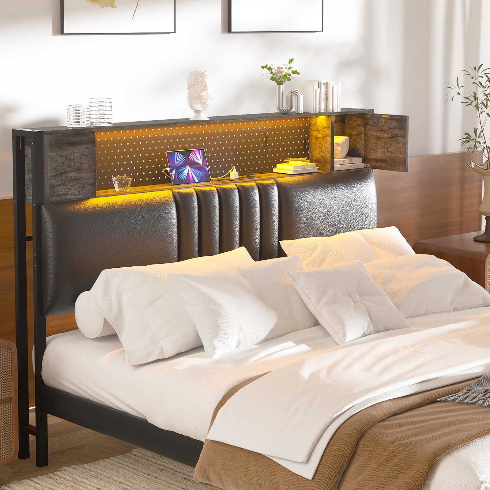 Homieasy Upholstered Headboard for Twin Size Bed Frame with Storage ...