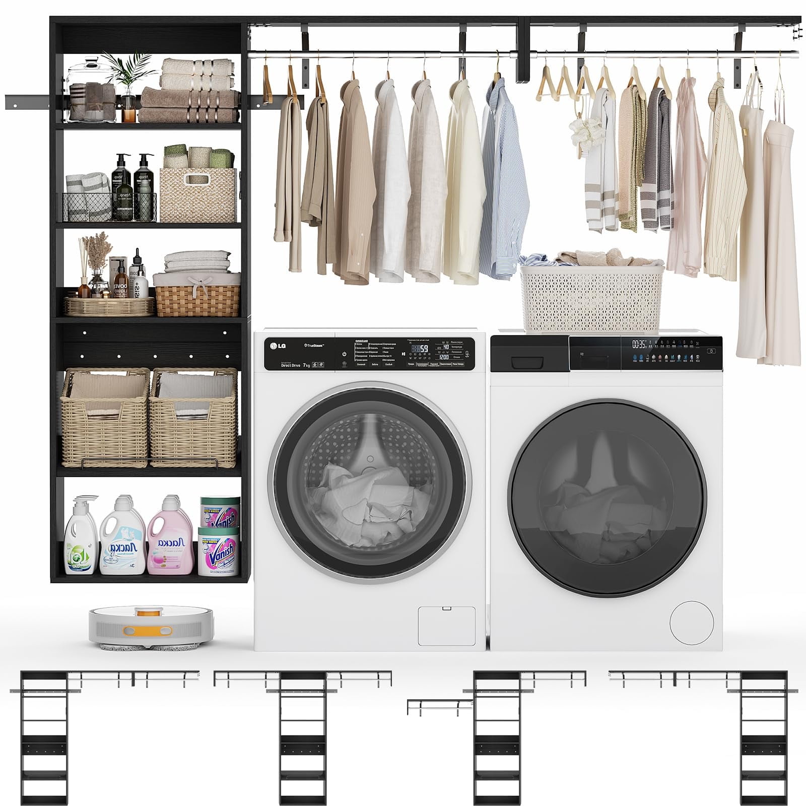 Homieasy Over Washer Dryer Storage Shelf, 8FT Wall Mounted Laundry Room ...