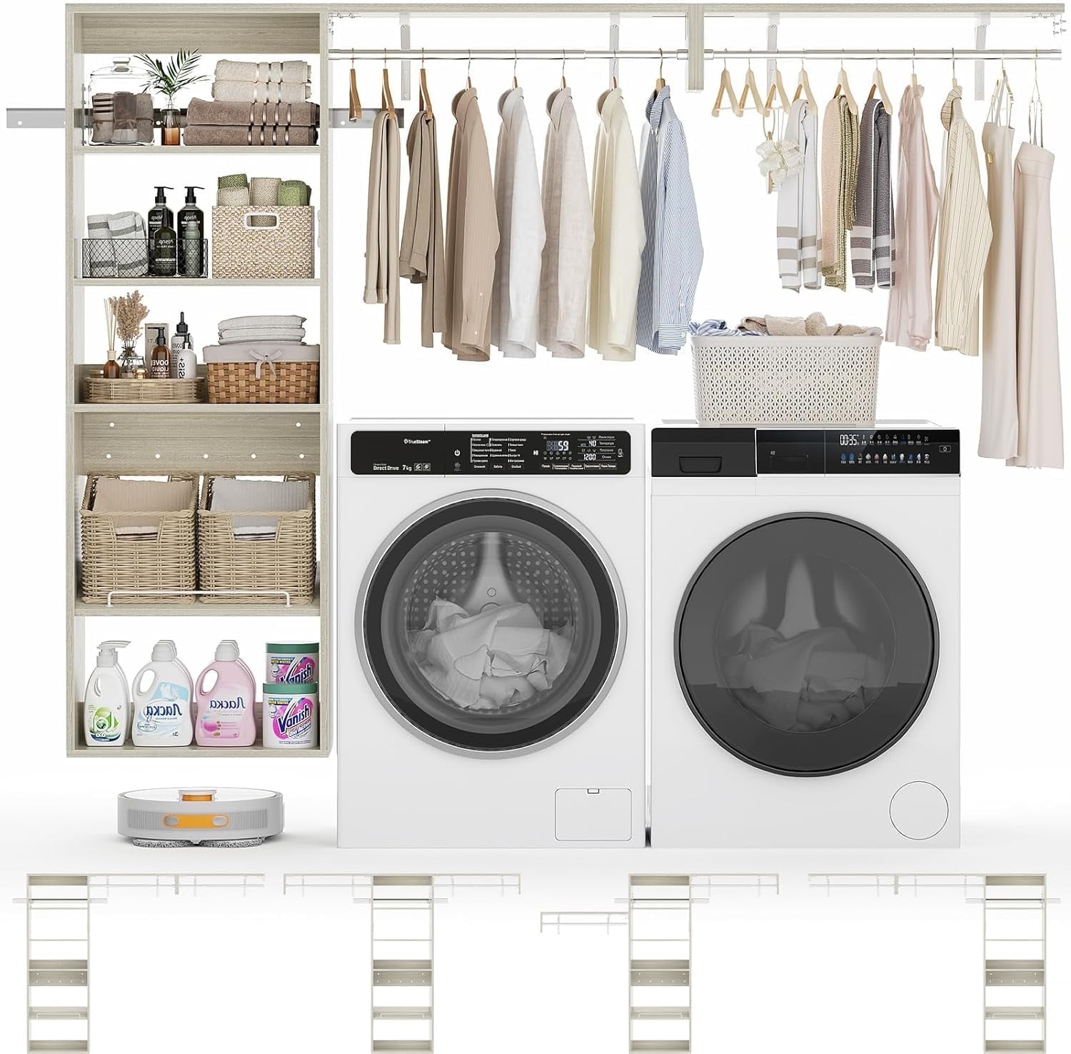 Homieasy 8FT Wall-Mounted Laundry Shelf Over Washer & Dryer, Space ...