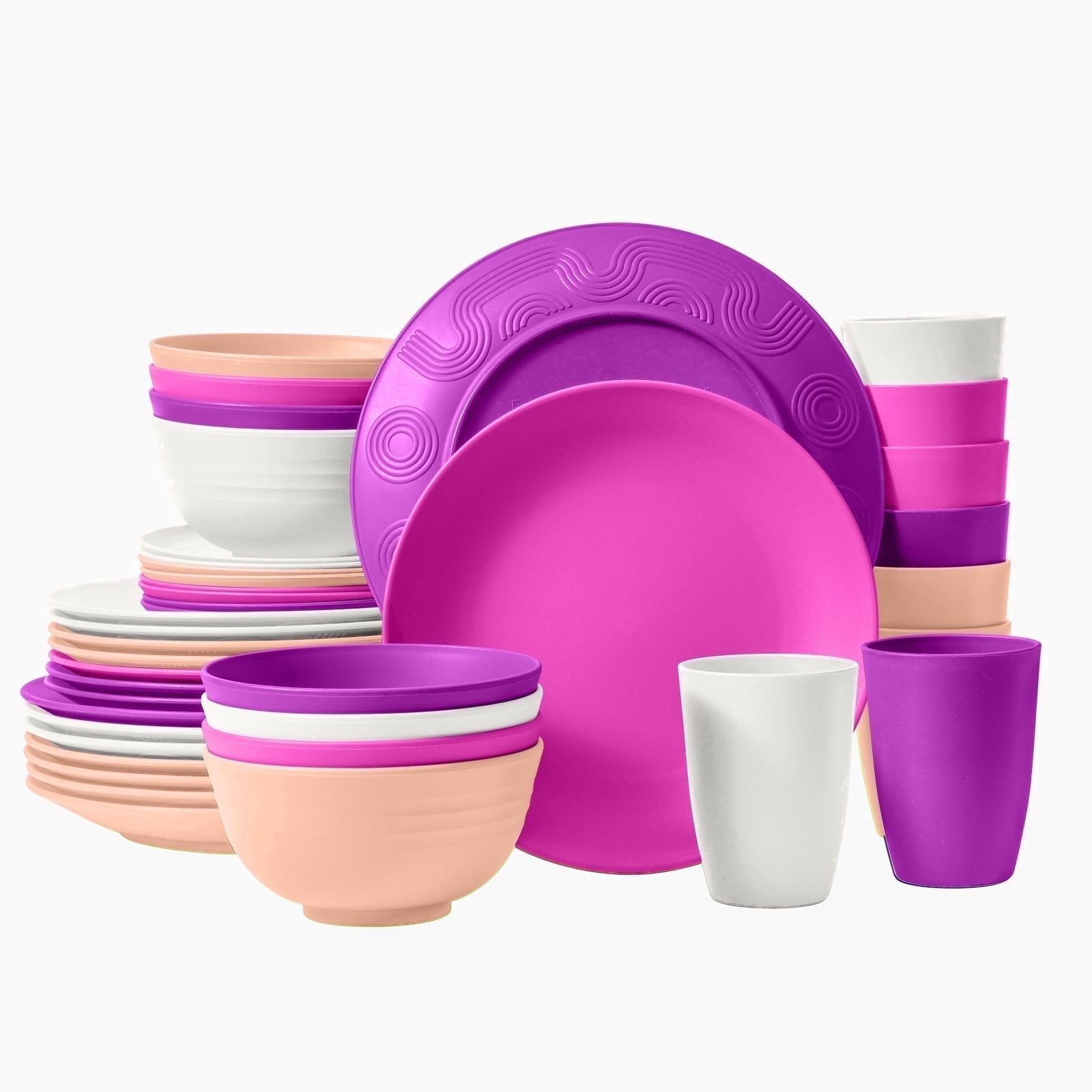 Homienly 40-Piece Wheat Straw Dinnerware Set, Reusable Plates, Bowls ...