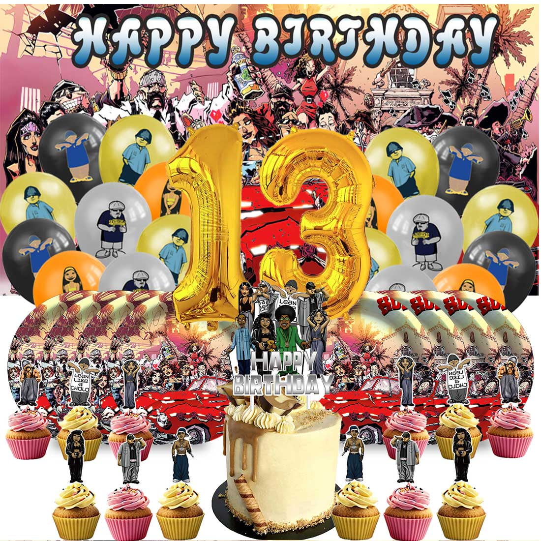 Homies Balloons Party Supplies 13th Decor Tableware Birthday Cake ...