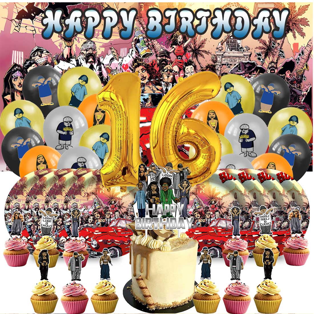 Homies Balloons Party Supplies 16th Decor Tableware Birthday Cake ...