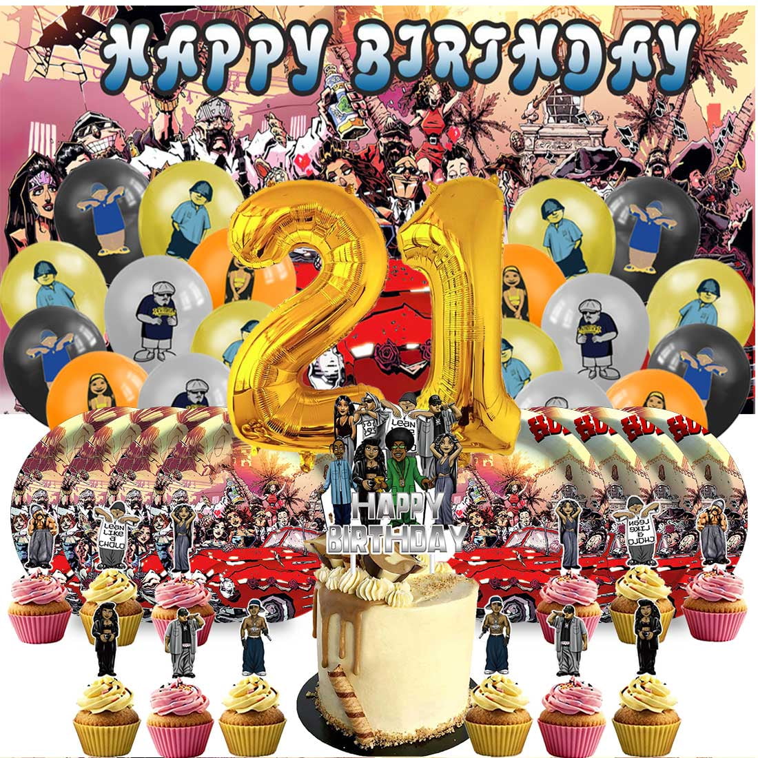 Homies Balloons Party Supplies 21th Decor Tableware Birthday Cake ...