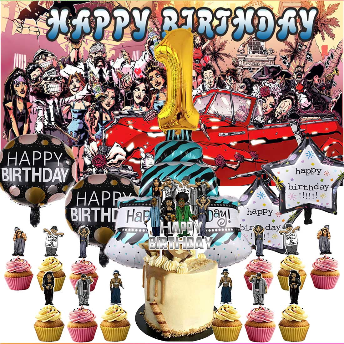 Homies Party Supplies Decor 1st Kit Balloons Birthday Cake Topper ...