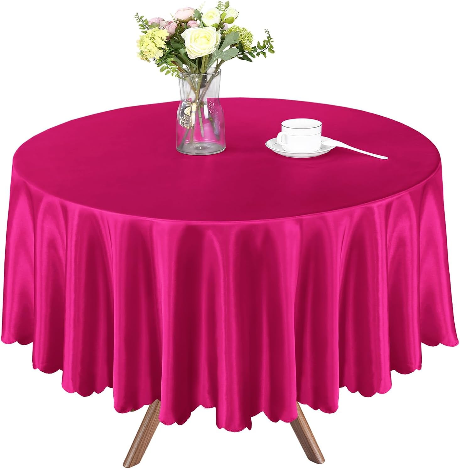 Homiest 1 Pack 84 Inch / 7ft Round Tablecloth Satin Table Cover, Hot ...