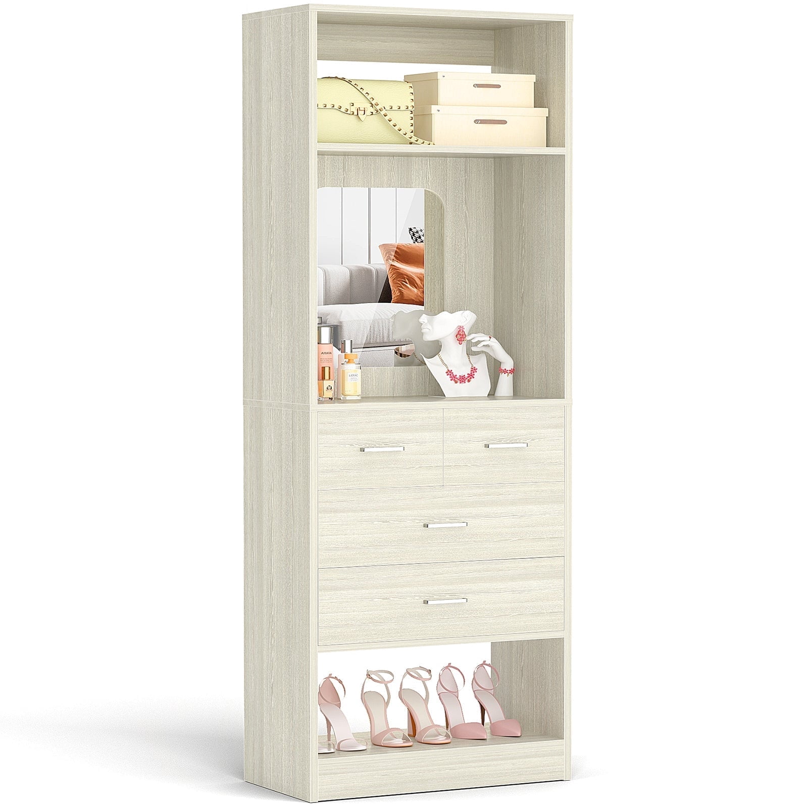 Homieasy 25'' Walk-in Closet System with 4 Wooden Drawers, Freestanding ...