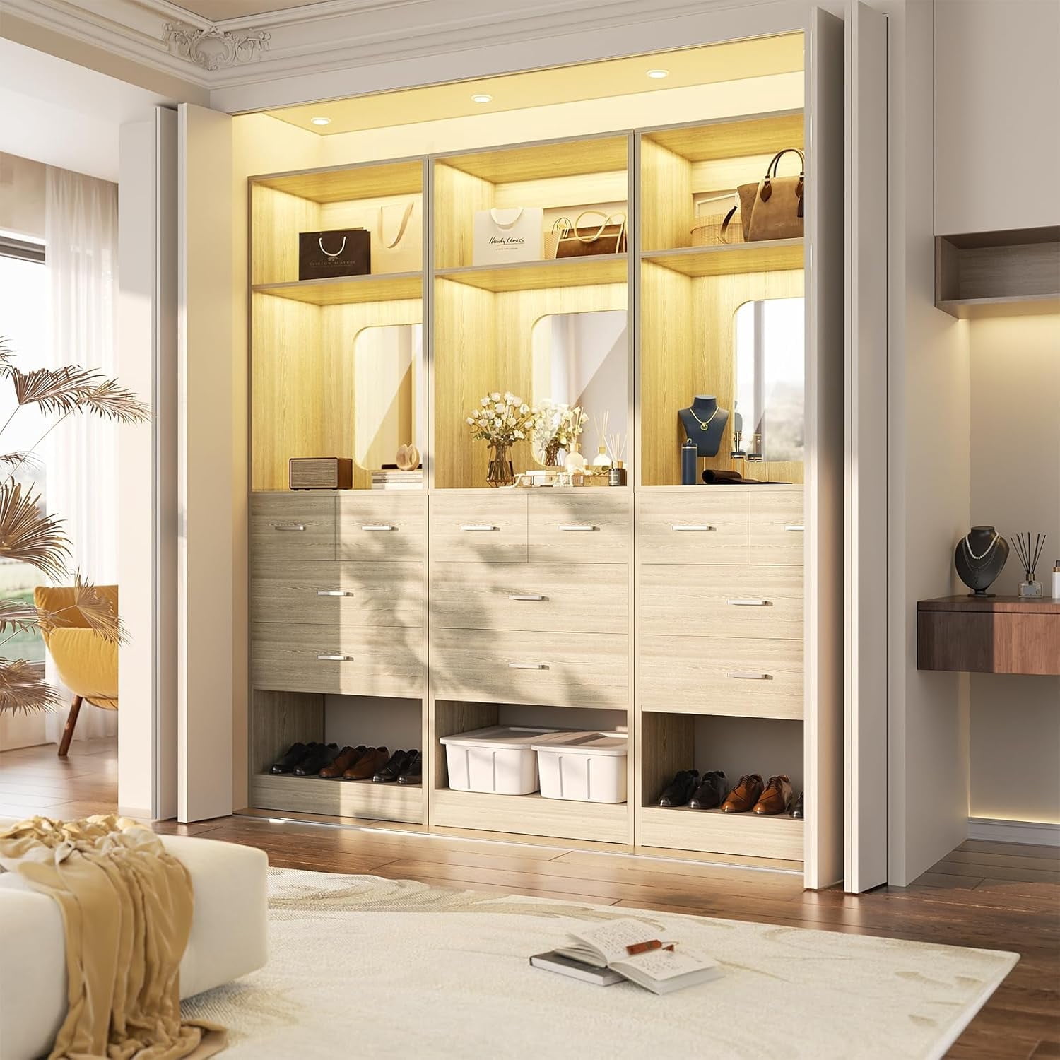 Homiesy 25'' Walk-in Closet System with 4 Wooden Drawers, Freestanding ...