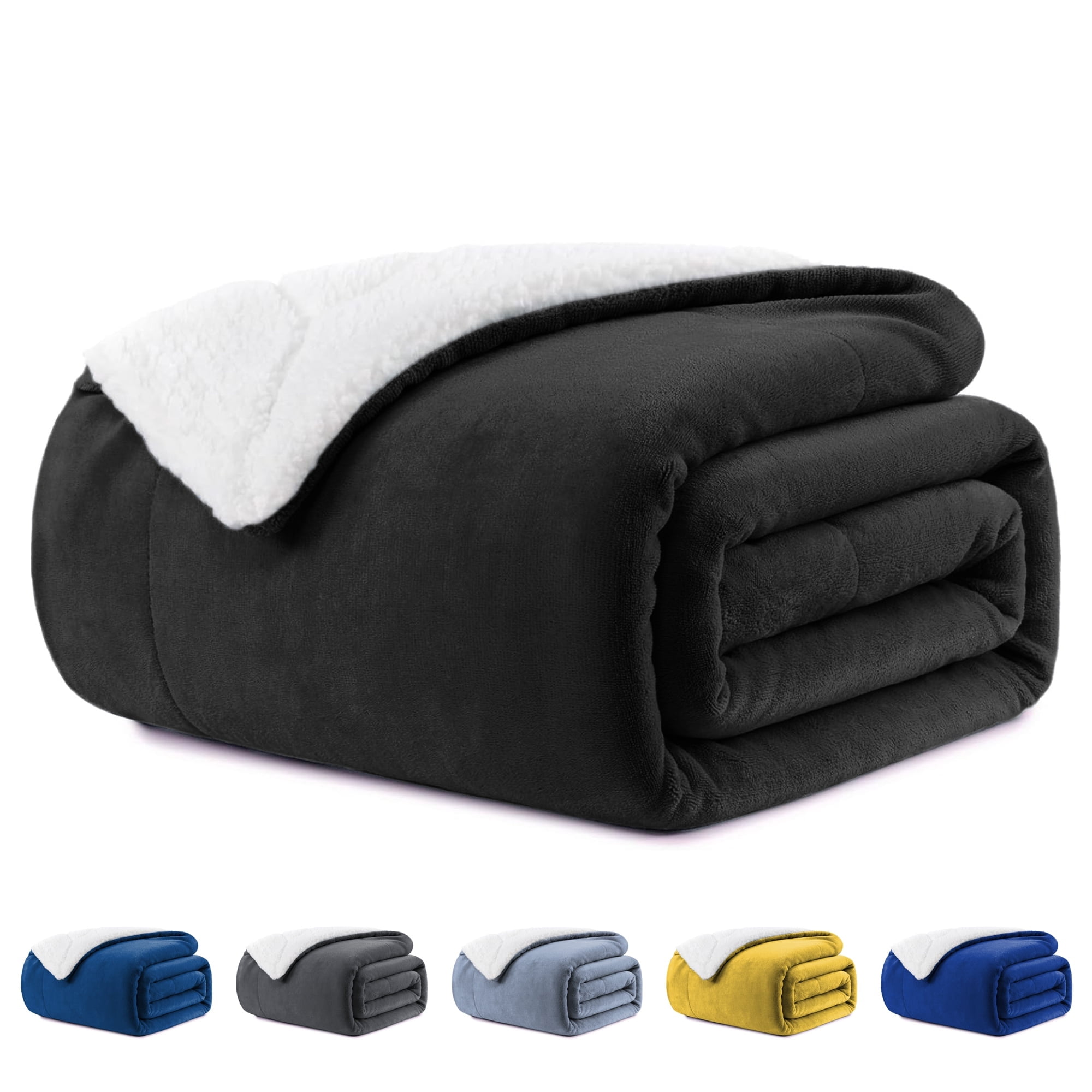 Homieway Black Sherpa Blankets, Throw Size Fleece Throw Blankets, Soft ...