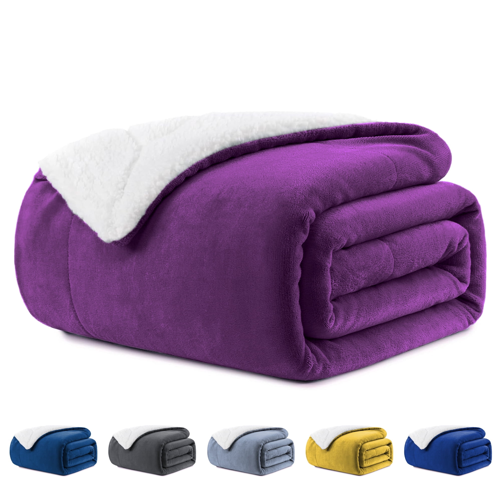 Homieway Dark Purple Sherpa Blankets, Twin Size Fleece Throw Blankets ...