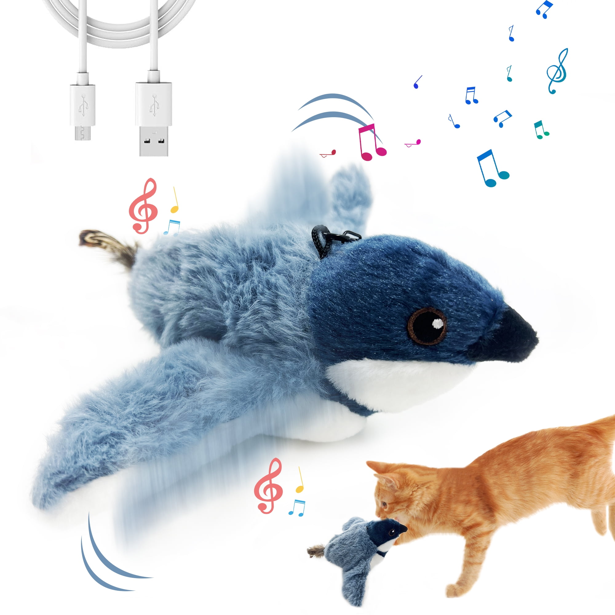 Homieway Large Interactive Chirping Bird Cat Toy, Flapping Wings ...