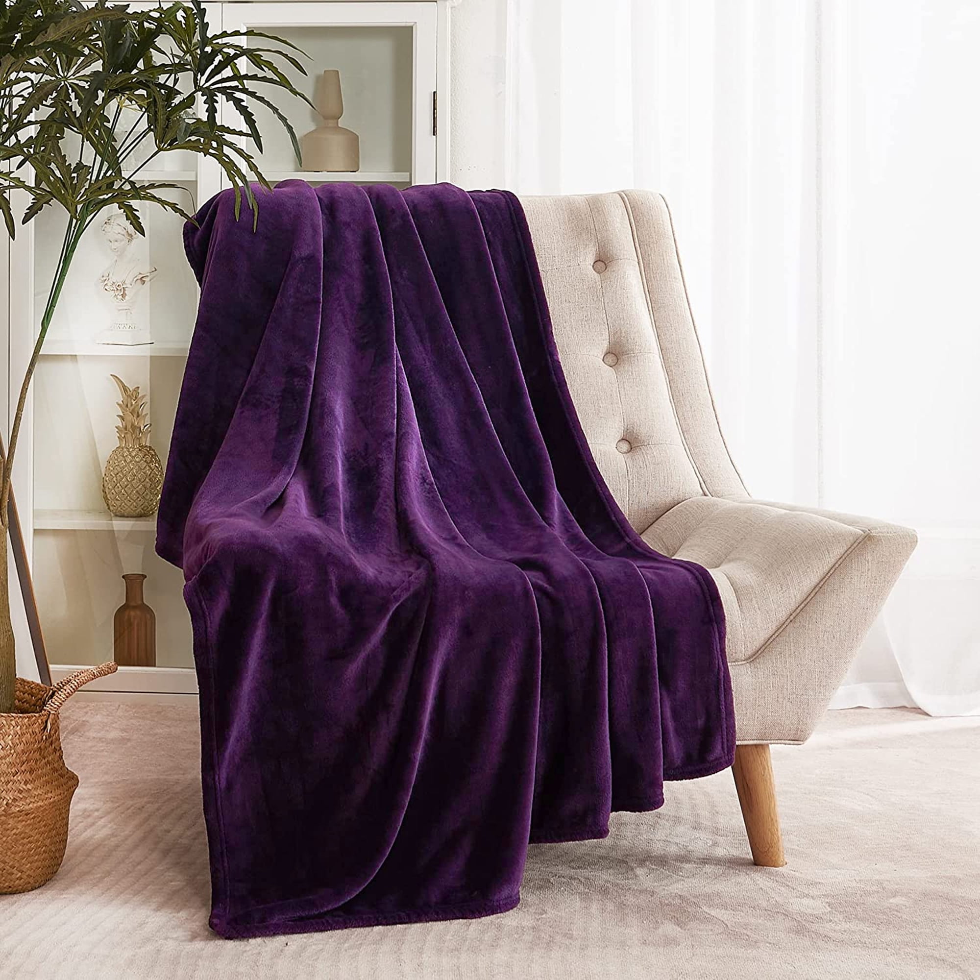 Homieway Cozy Bedroom Throw Blanket, Large Purple, Soft & Lightweight ...