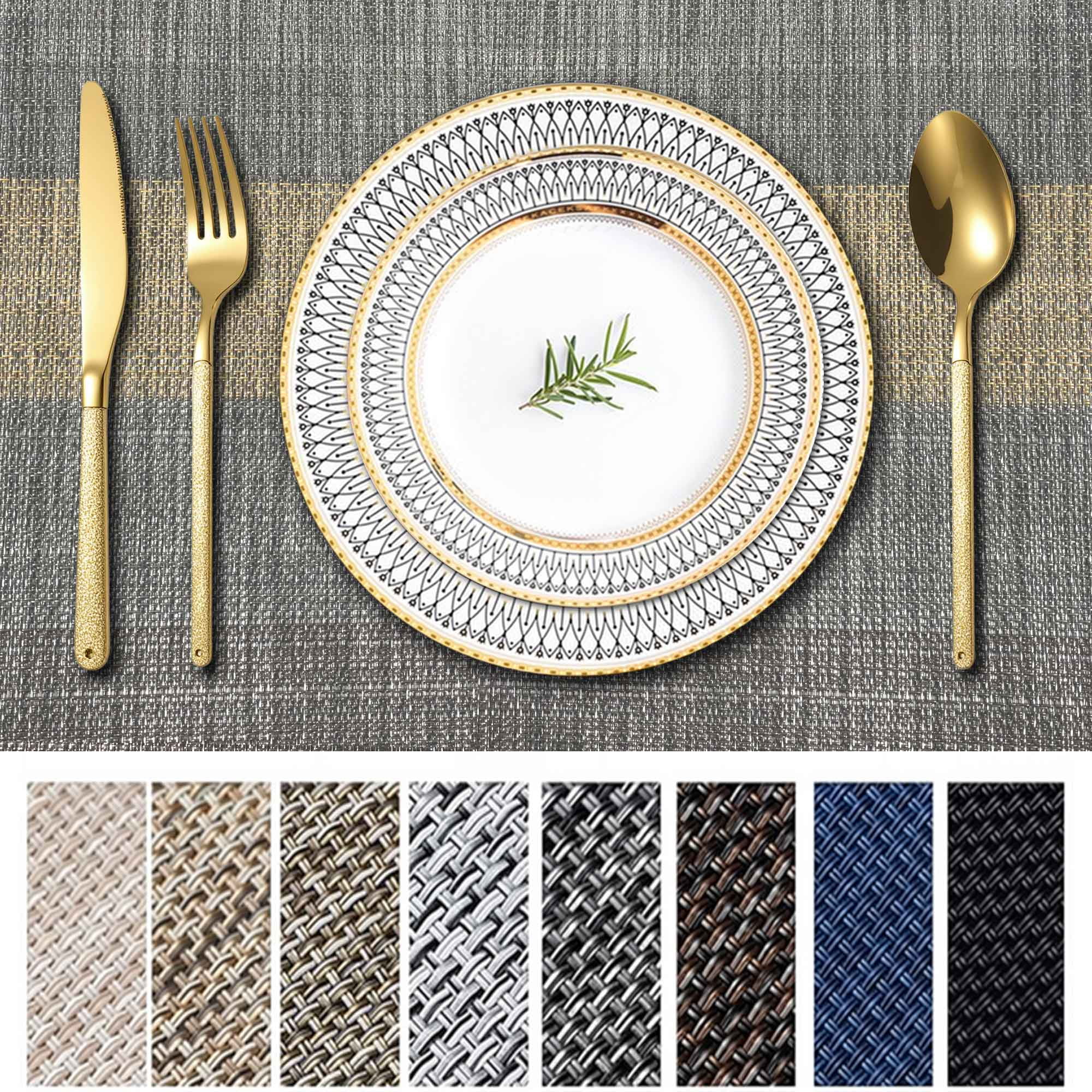 Homieway Placemats Set of 4, Woven Vinyl Place Mats, Stain Resistant ...