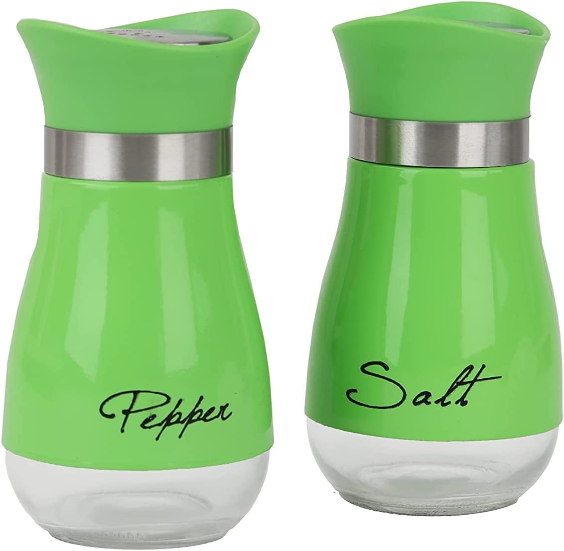 Homieway Salt and Pepper Shakers Set, Glass Bottom Salt Shaker with ...