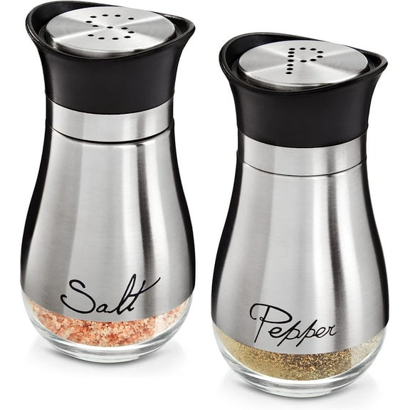 DAMAI 2 Pcs Salt and Pepper Shakers Set, 4 oz Stainless Steel Salt ...