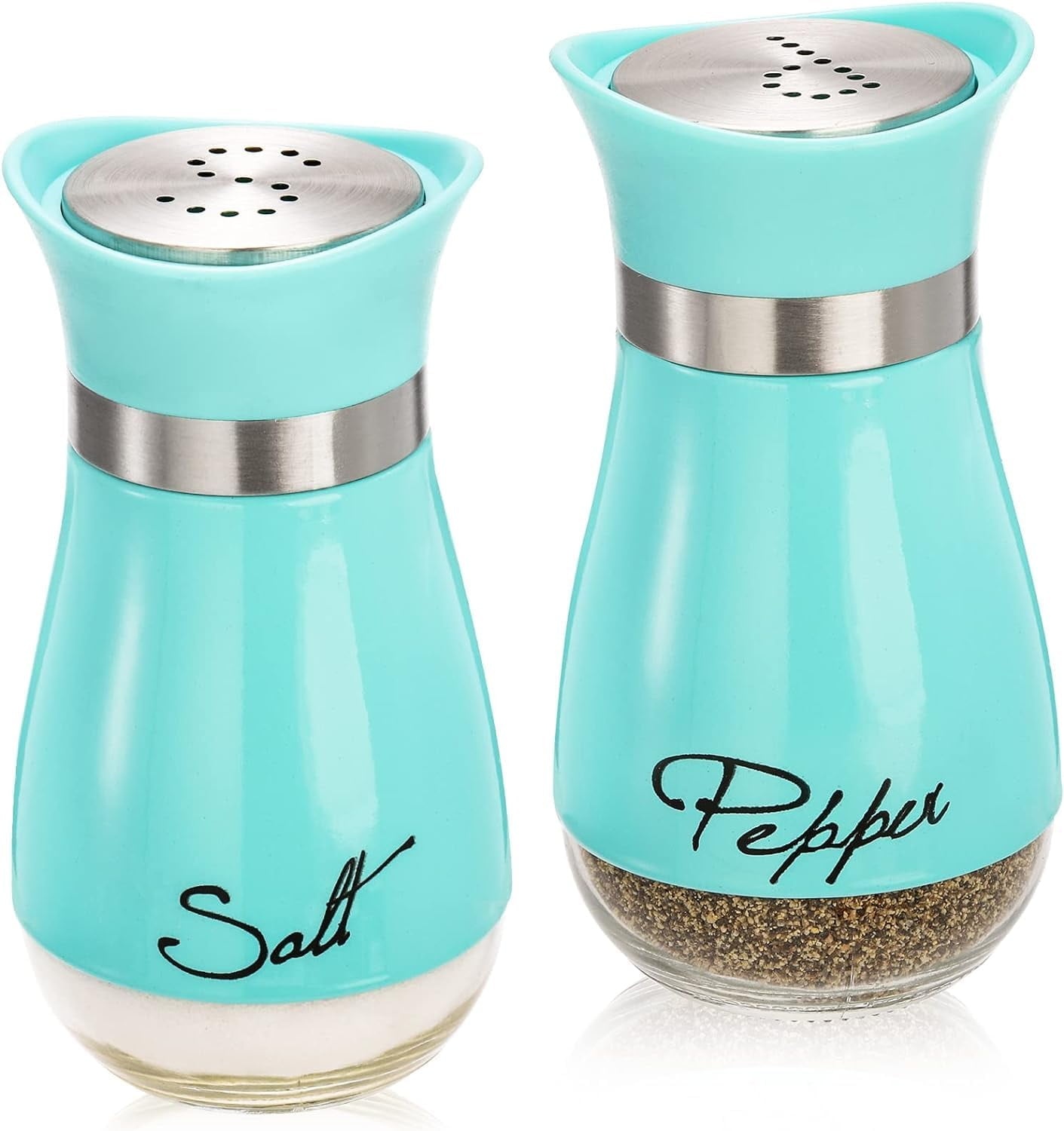 Homieway Salt and Pepper Shakers Set, Glass Bottom Salt Shaker with ...
