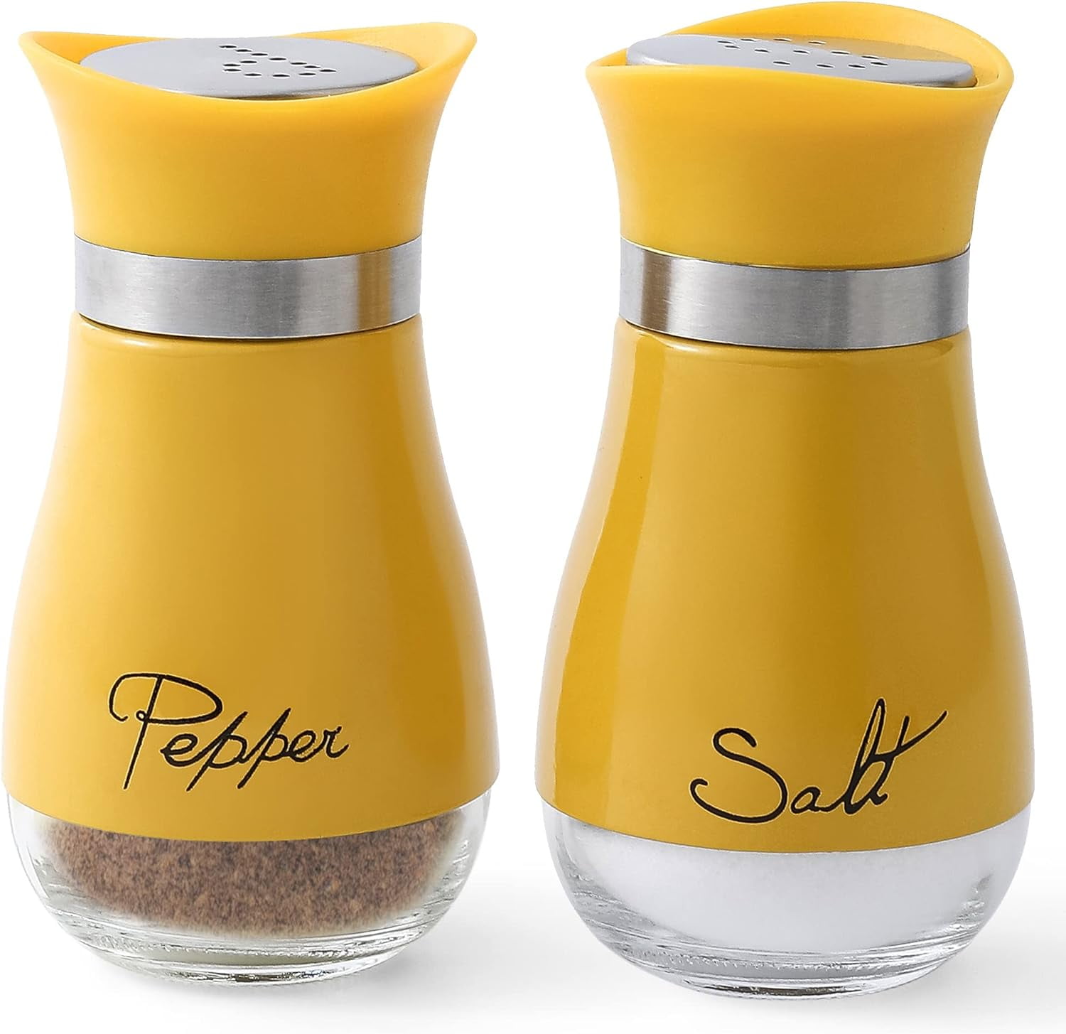 Homieway Salt and Pepper Shakers Set, Glass Bottom Salt Shaker with ...