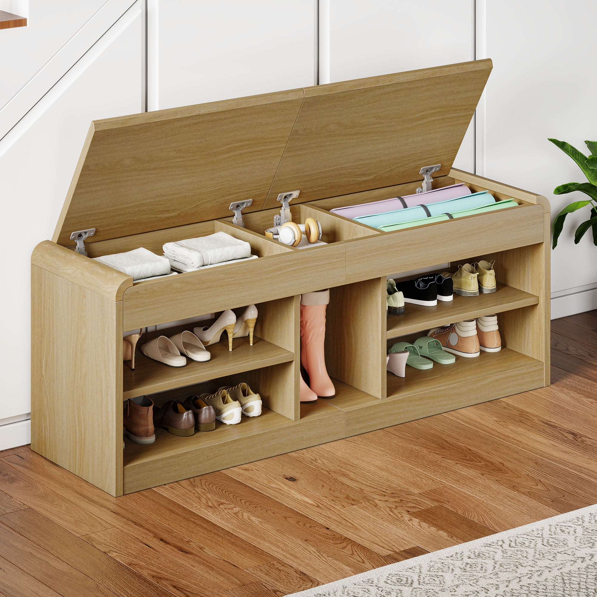Homiflex 47.2" Shoe Storage Bench, Shoe Rack Bench for Entryway with ...