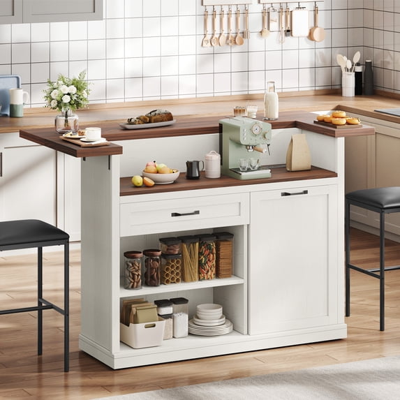 Homiflex 55" Kitchen Island with Storage, Lrage Rolling Island Cart ...