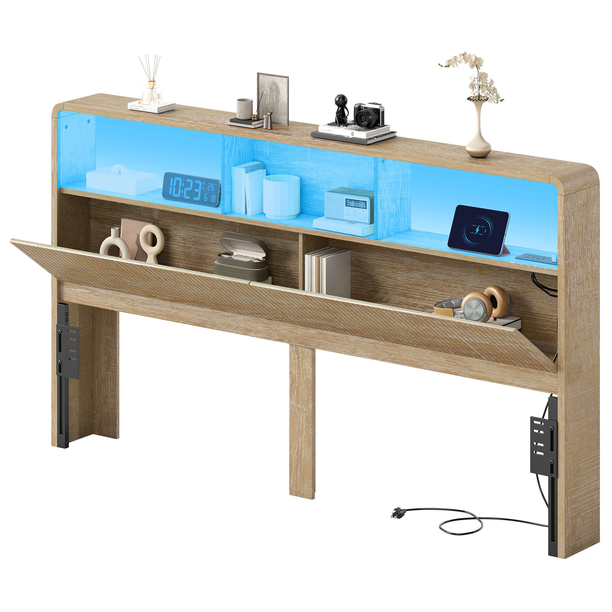 Homiflex King Headboard with Storage, Headboards with Power Outlets and ...