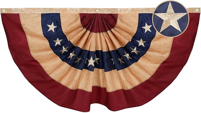 Homissor American Flag Bunting Outdoor 3x6 Ft USA US Pleated Fan Flag ...