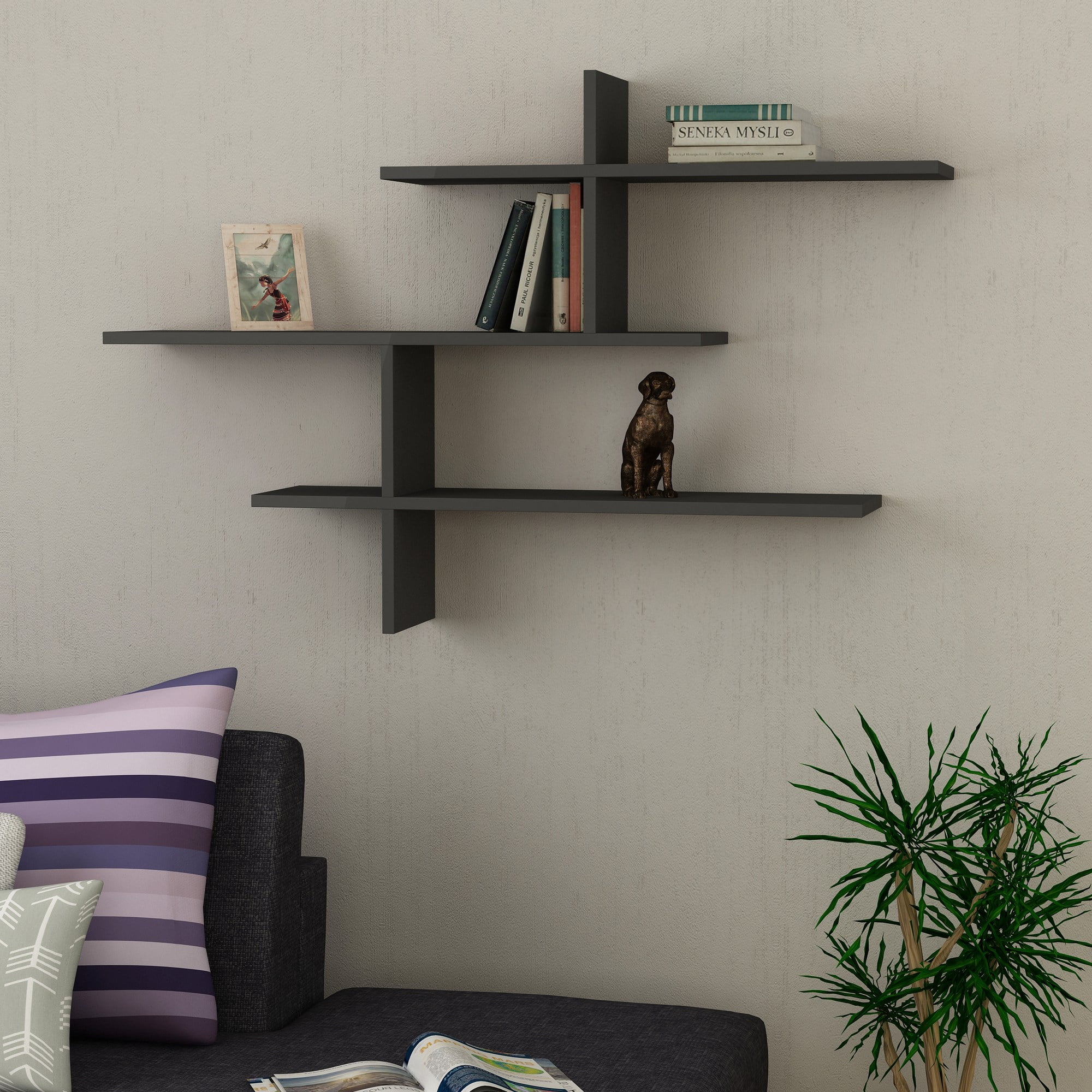 Homitis-Leo -Anthracite-Wall Shelf - Walmart.com