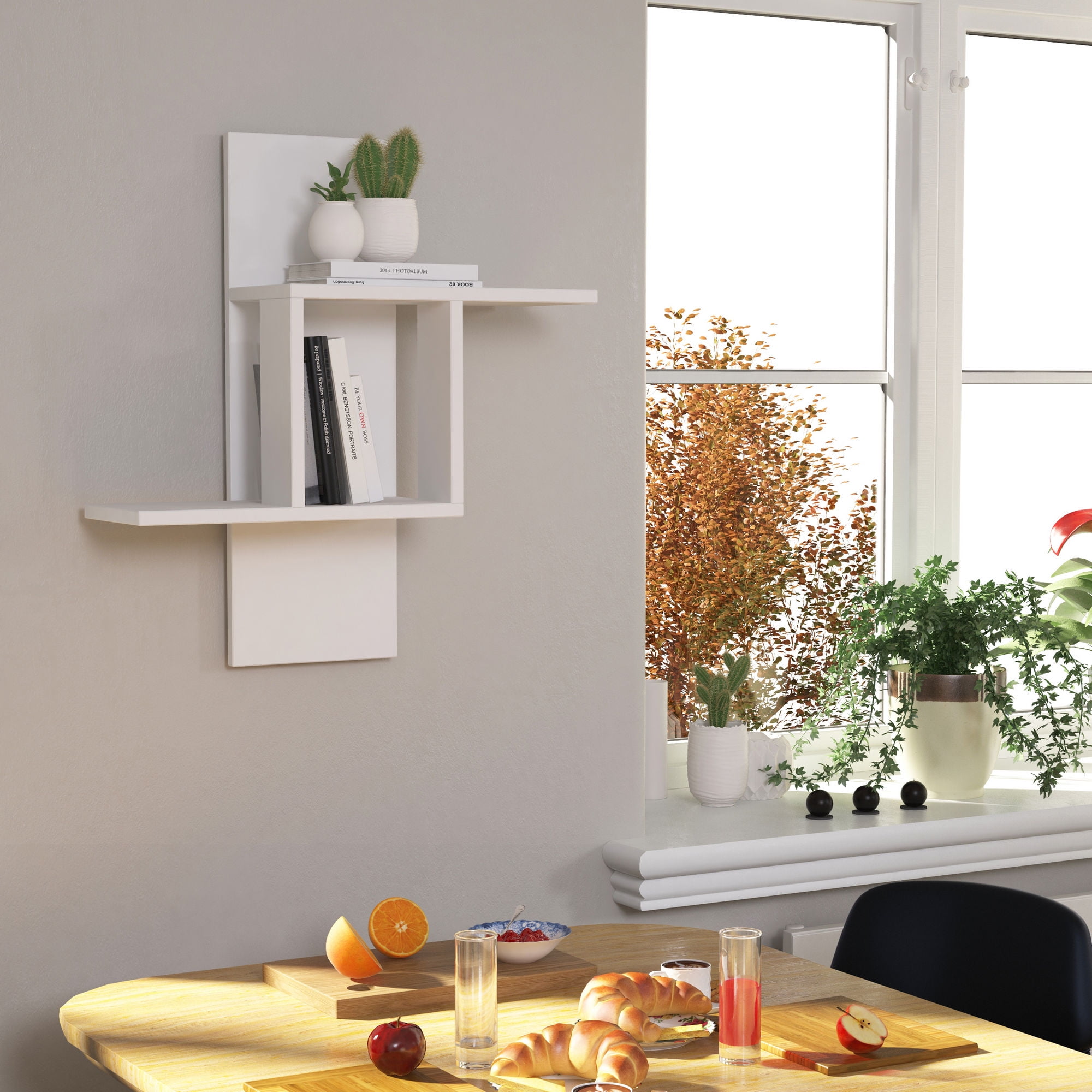 Homitis-Mill -White-Wall Shelf - Walmart.com