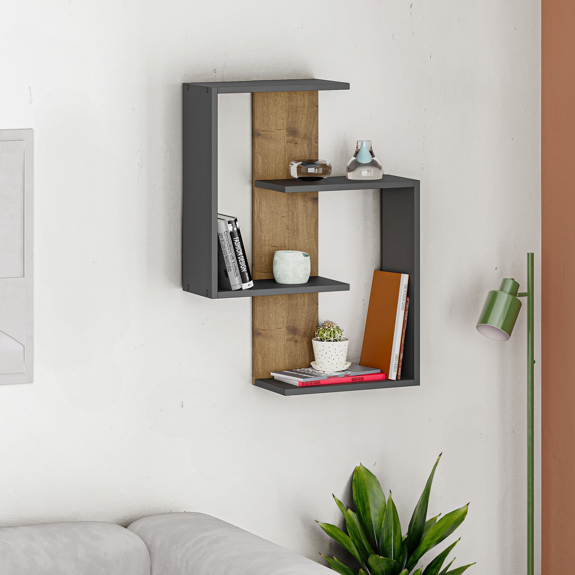 Homitis-Paranoid -Anthracite, Oak-Wall Shelf - Walmart.com