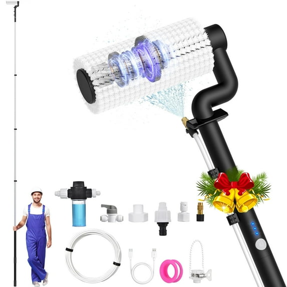 Homitt Electric Solar Panel Cleaning Kit with Telescopic Pole & Soap ...