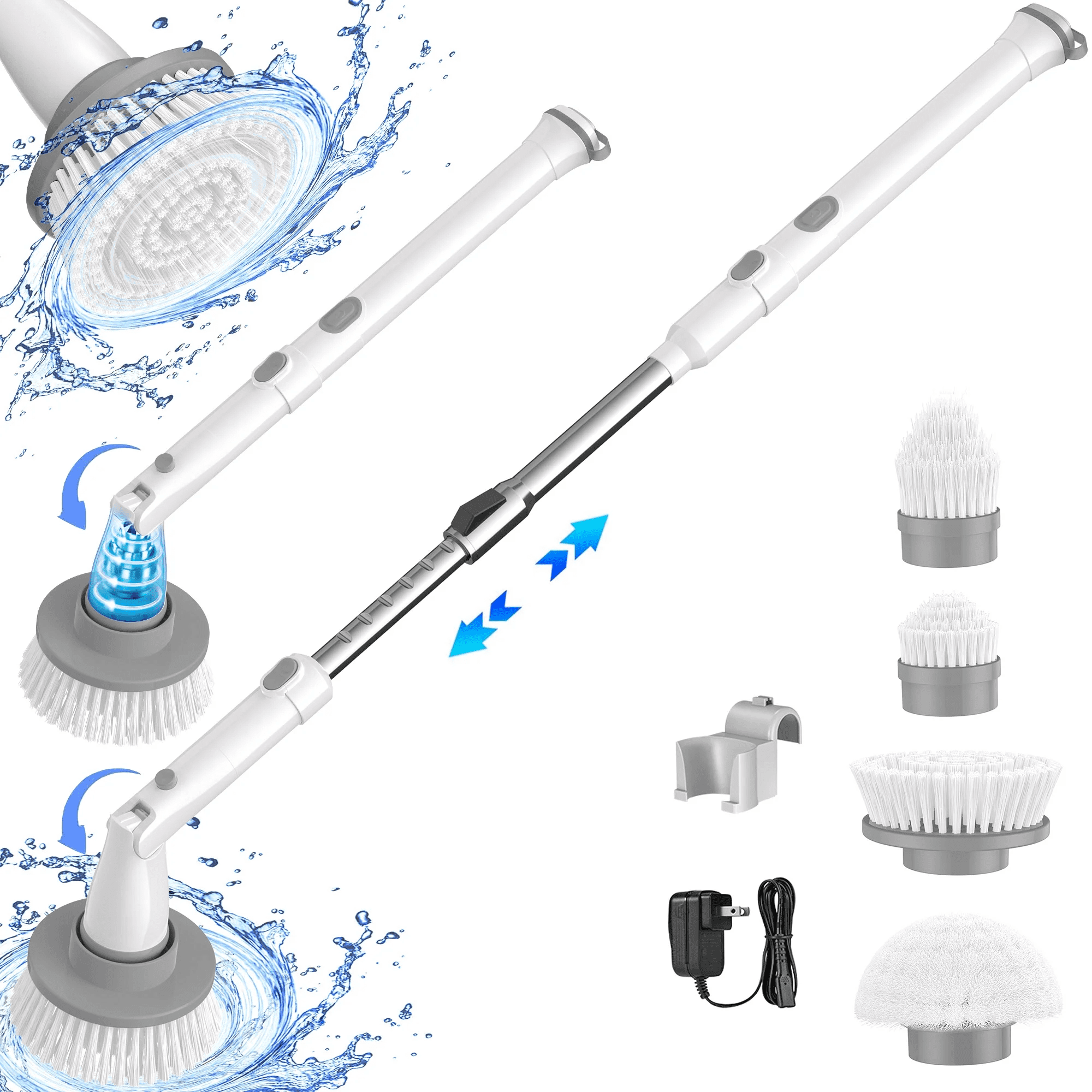 Homitt Electric Spin Scrubber Cordless Bathroom Scrubber Cleaning Brush 2 Speed with Adjustable Handle Brush Head Angle for Shower Bathroom Tub Tile Shop Black Friday Deals for 2024 Walmart