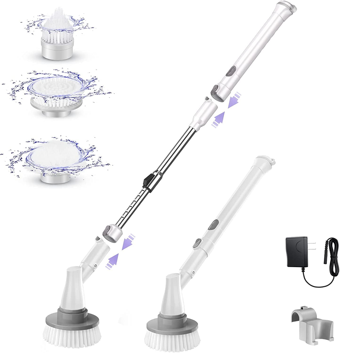 Homitt Electric Spin Scrubber, Cordless, 3 Brush Heads, Adjustable ...